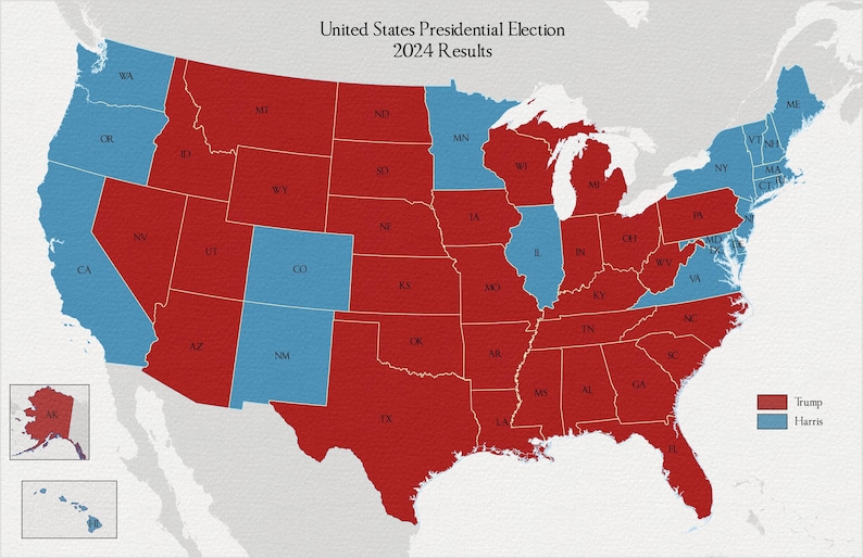 DOWNLOAD 2024 US Presidential Election Results Map. Elegantly Textured ...