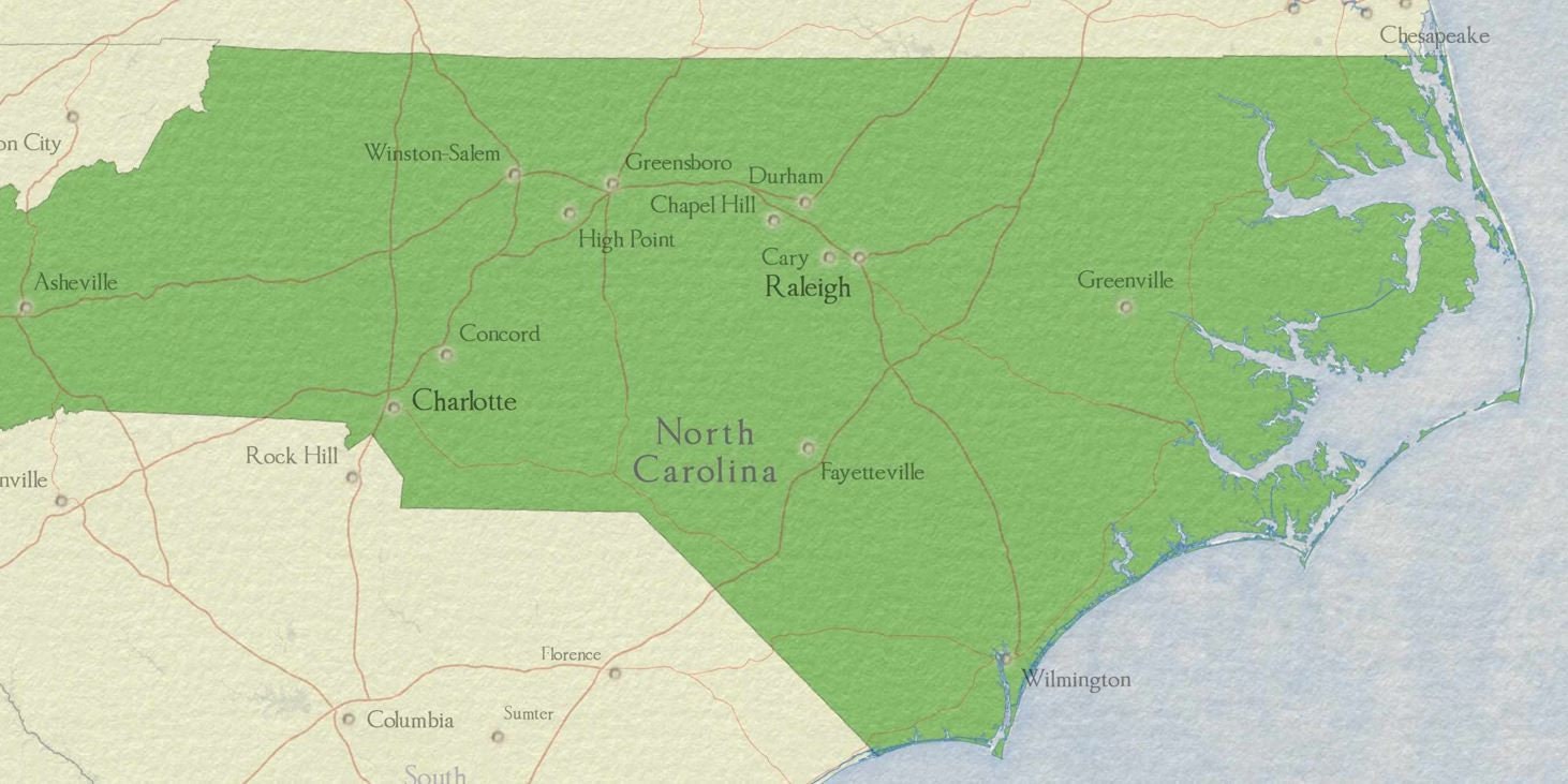 North Carolina Map Bundle: Styles Include Simple, Detailed, Rich ...