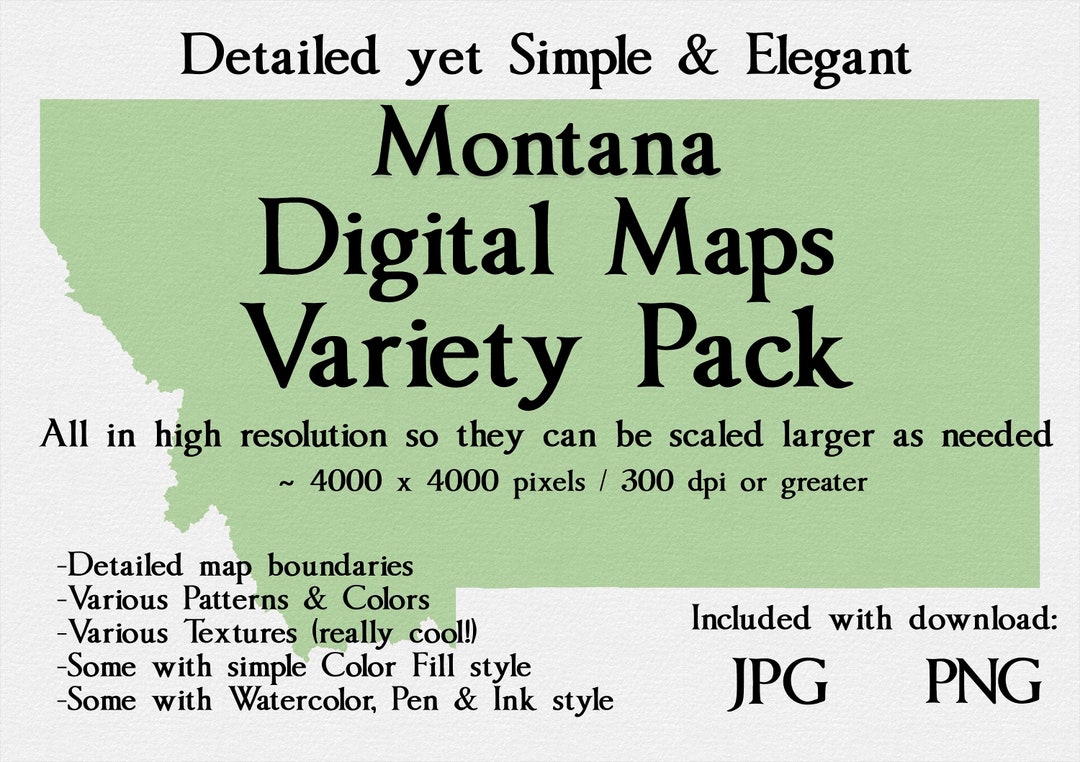 Montana Map Bundle: Styles Include Simple, Detailed, Rich, Elegant ...