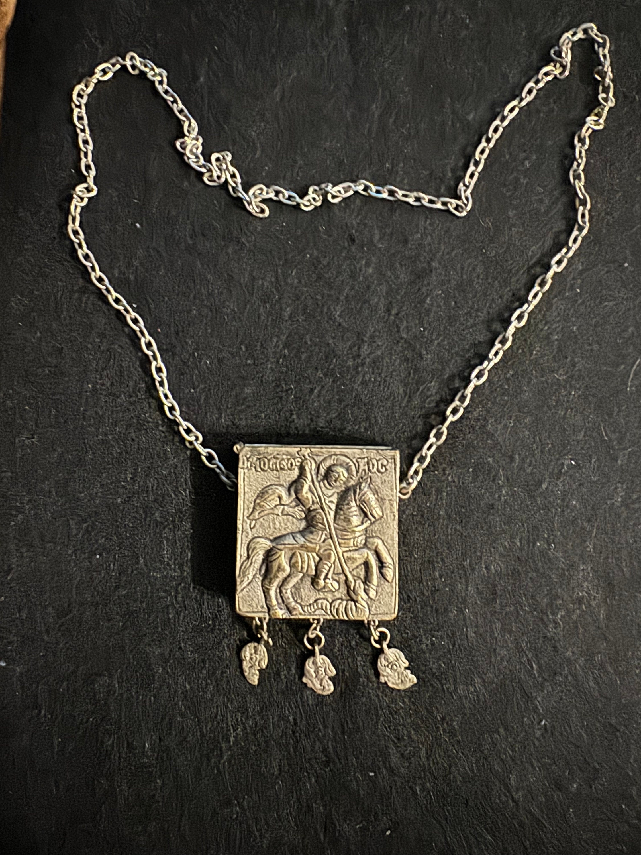 Unique Greek Orthodox Amulet Featuring St George and St Nicholas Prayer ...