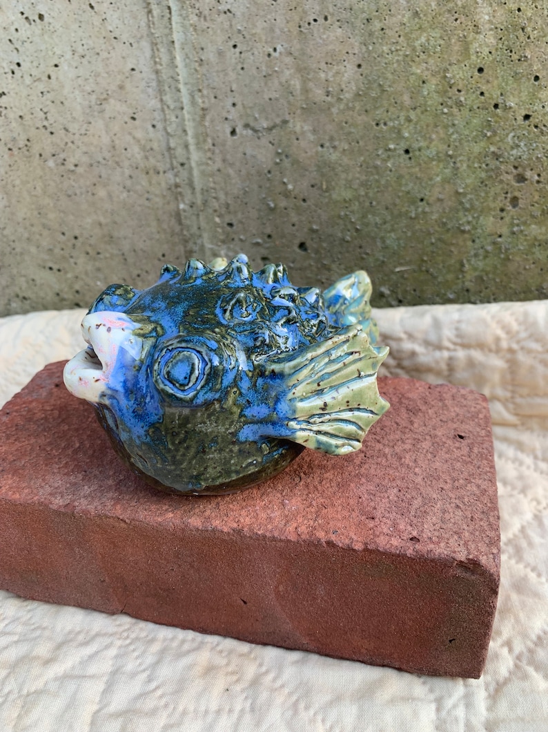 Ceramic Art Puffer Fish, Sea Art,pottery Fish Sculpture - Etsy