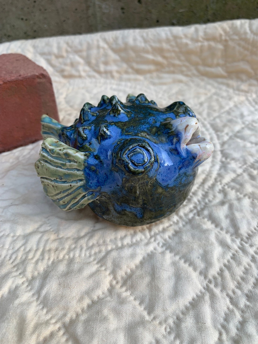 Ceramic Art Puffer Fish, Sea Art,pottery Fish Sculpture - Etsy
