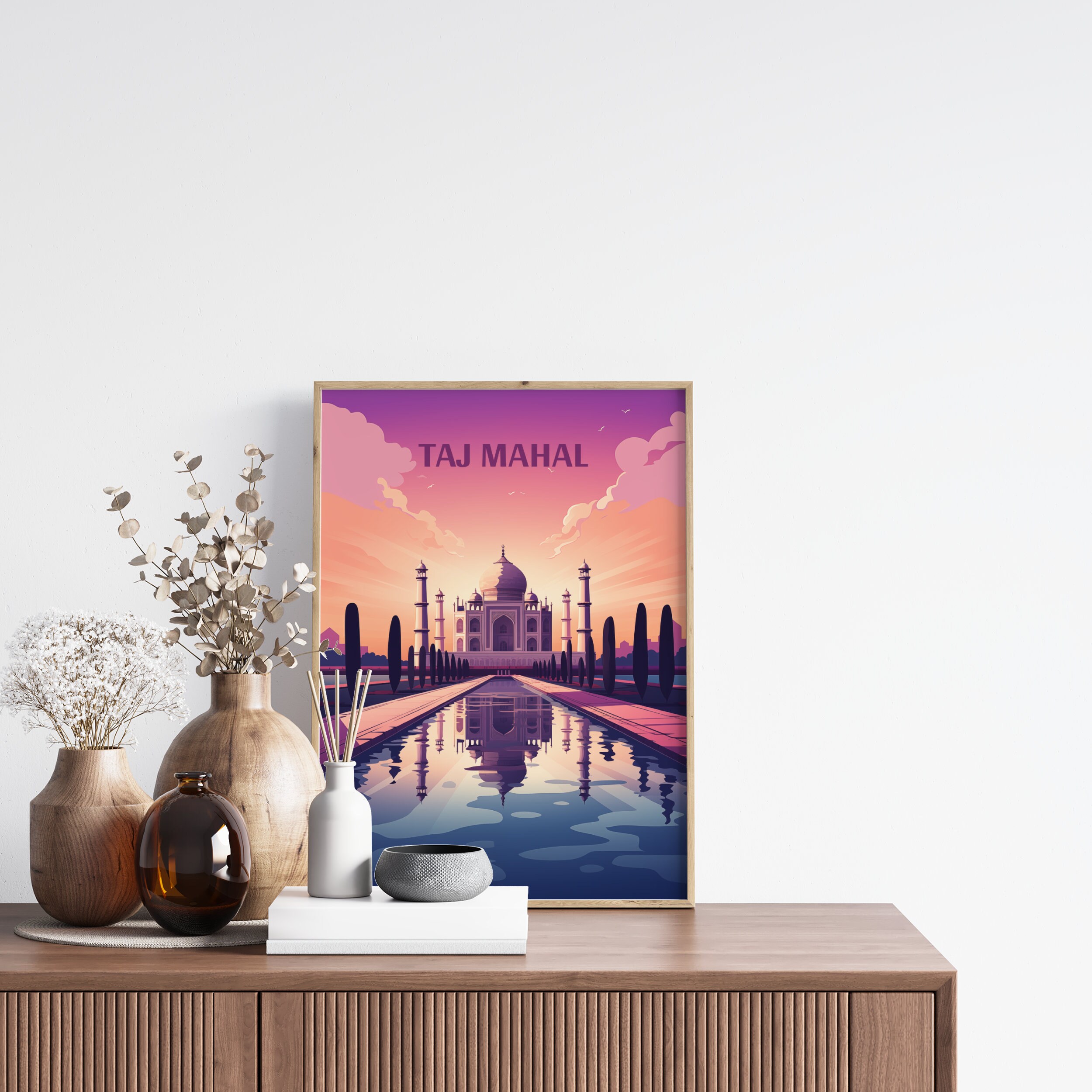 Taj Mahal Travel Poster Wall Art Print Taj Mahal Poster Printable Home ...