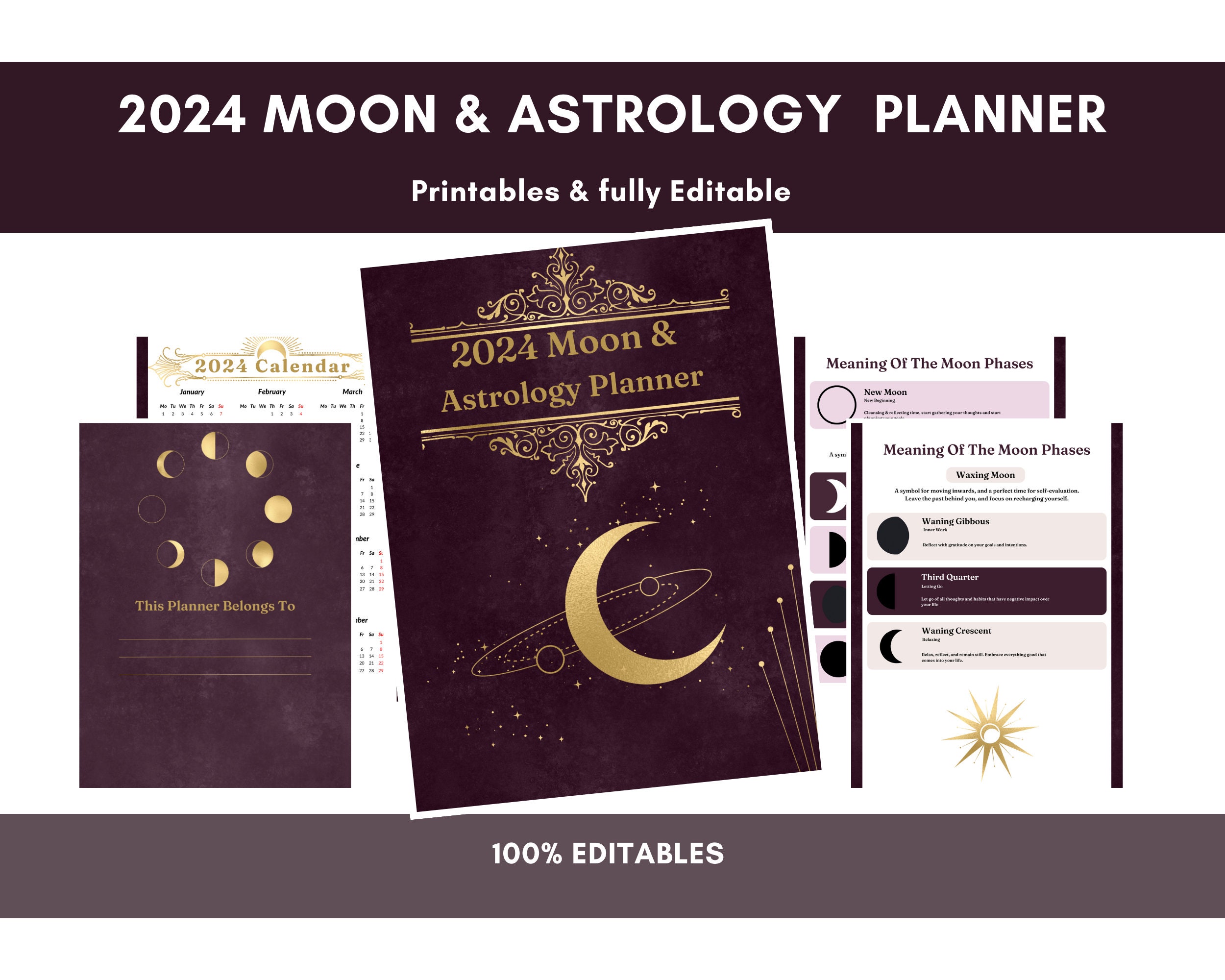 2024 Editable 2024 Moon & Astrology Planner Printable Astrology Moon ...
