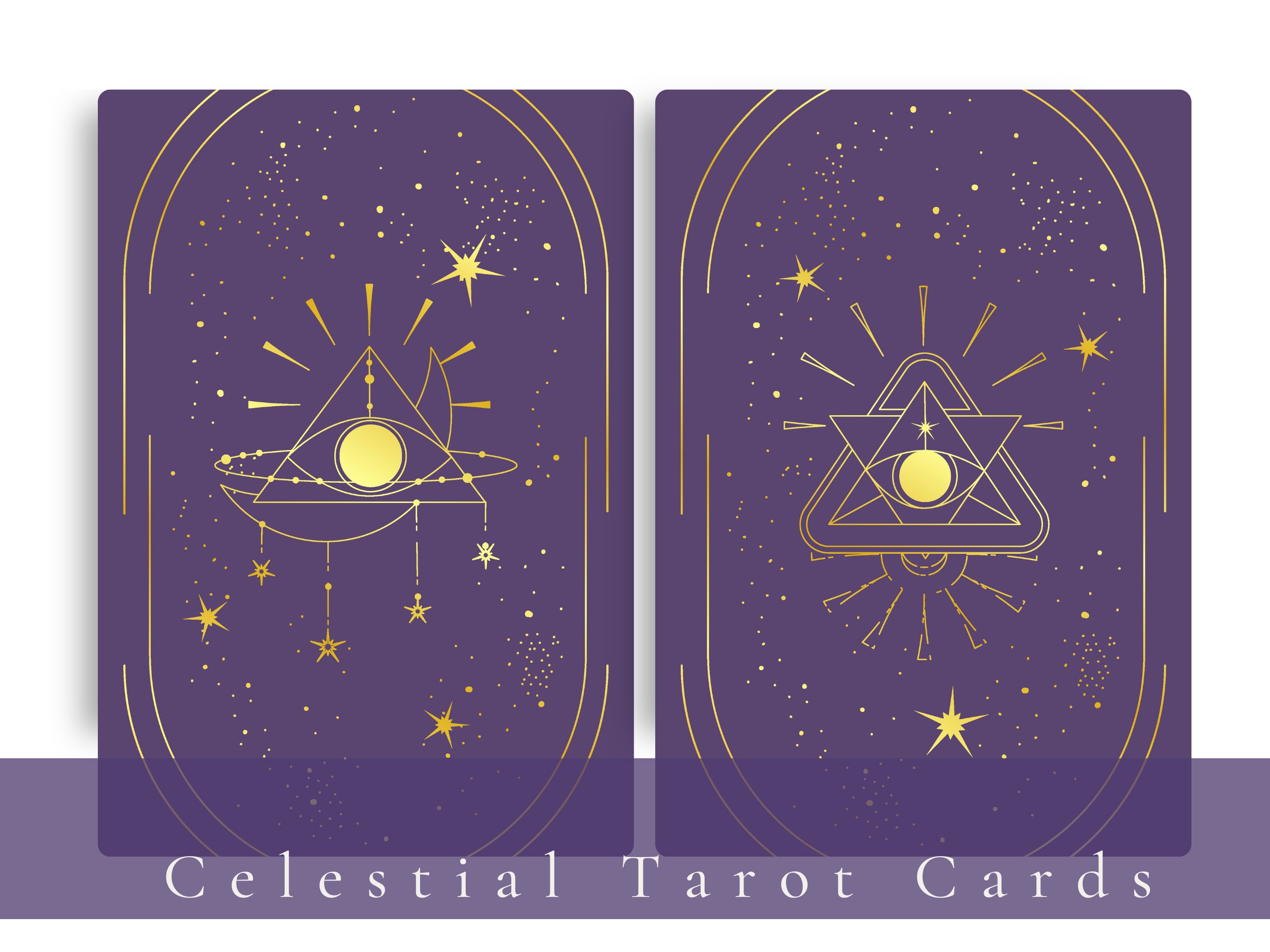 DARK PURPLE GOLD Tarot Deck 10 Cards, Mystical Universe, Tarot Deck ...