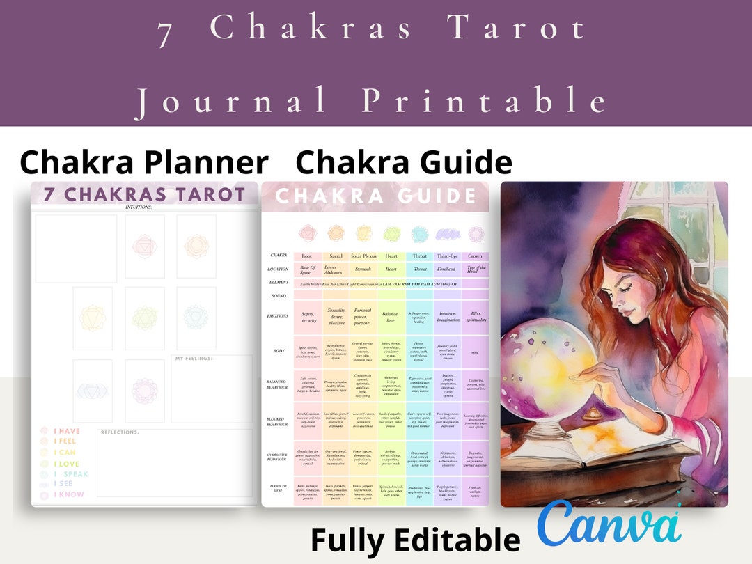 7 Chakras Tarot Journal Printable, Tarot Spreads, Chakra Guide, Tarot ...