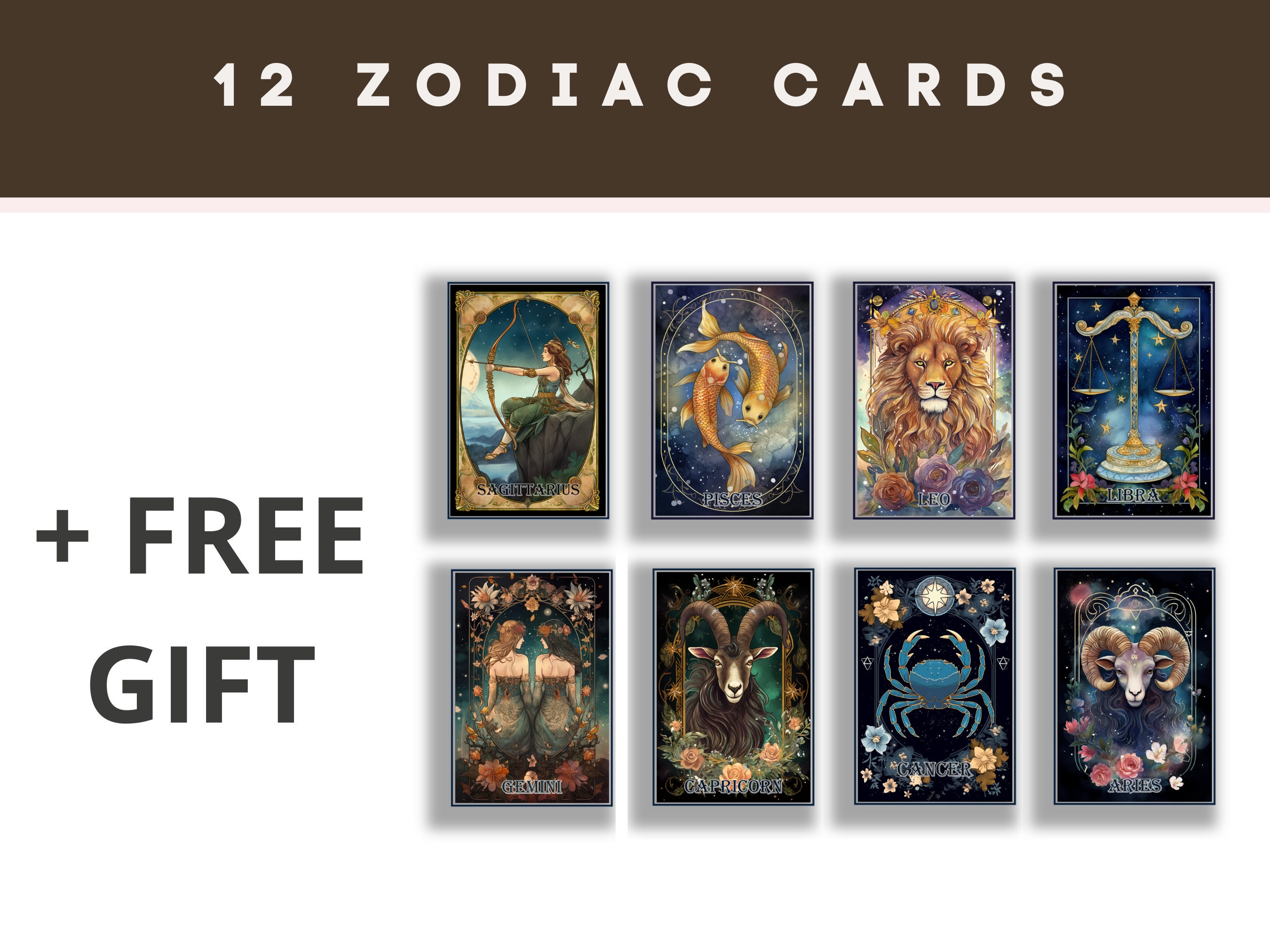 ZODIAC CARDS SVG, Tarot Cards Svg, Mystical Clipart, Zodiac Sign Svg ...