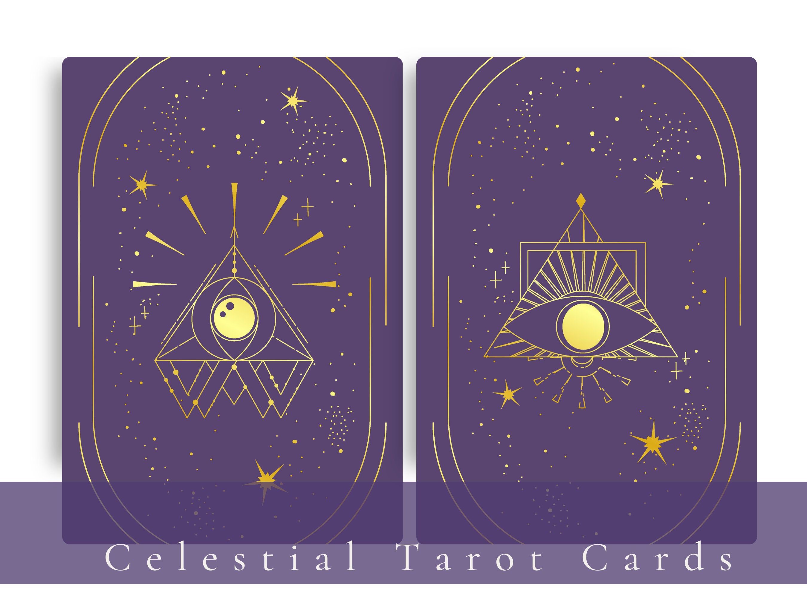 DARK PURPLE GOLD Tarot Deck 10 Cards, Mystical Universe, Tarot Deck ...