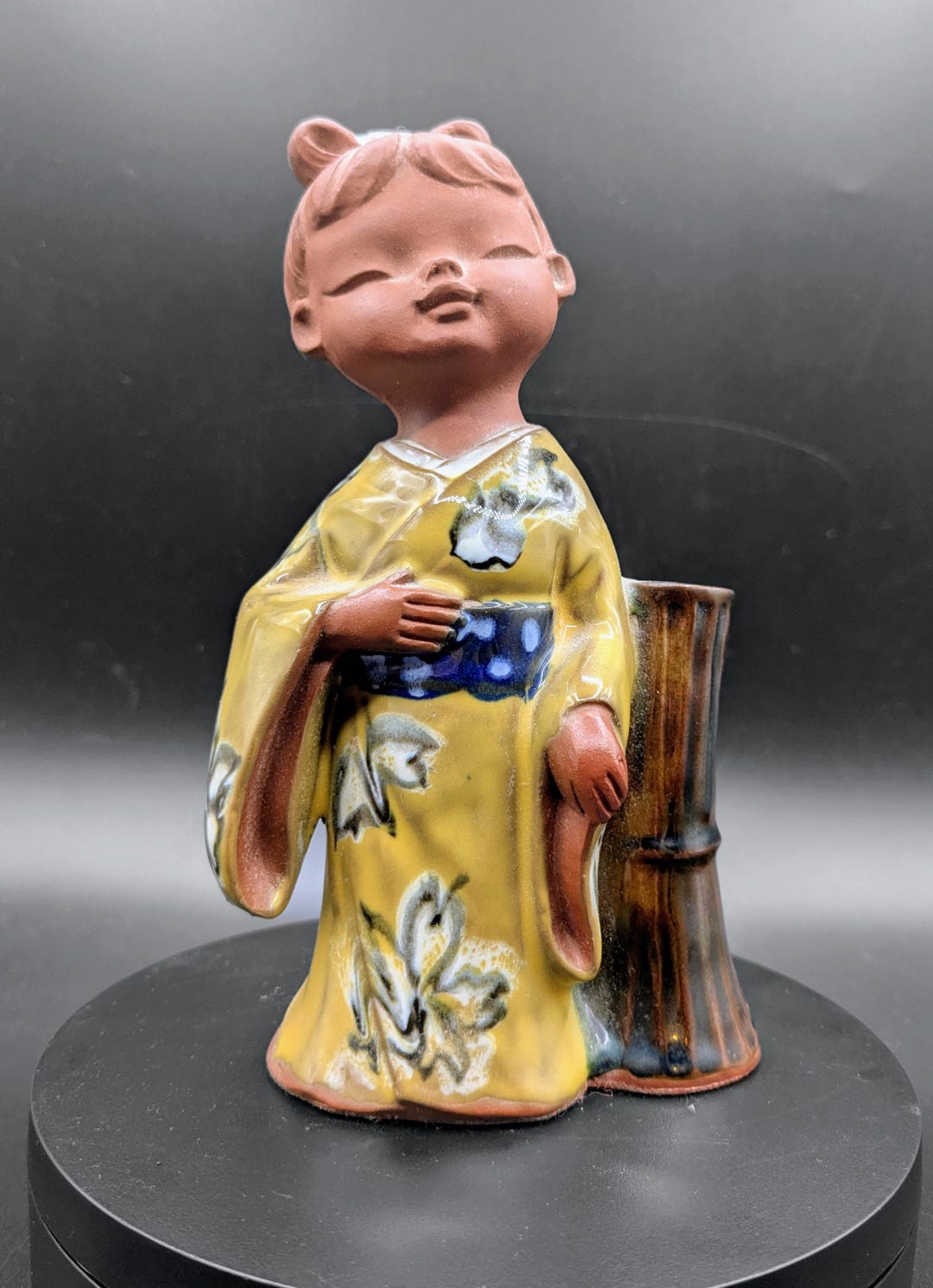 Vintage Japanese Girl Bud Vase Pottery Figurine Seto Art Craft Ltd. - Etsy