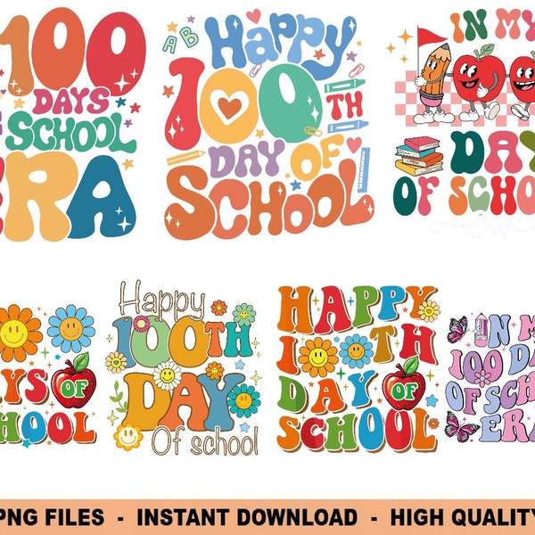 Retro 100 Days Png - Etsy