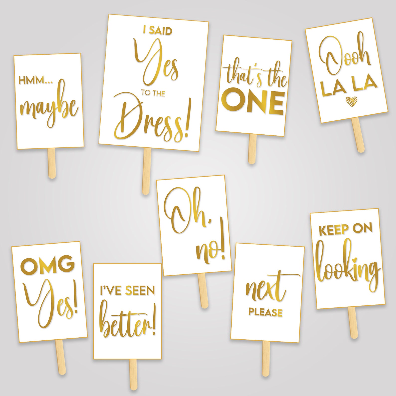 Printable Say Yes to the Dress Golden Signs, Wedding Dress, Dress ...