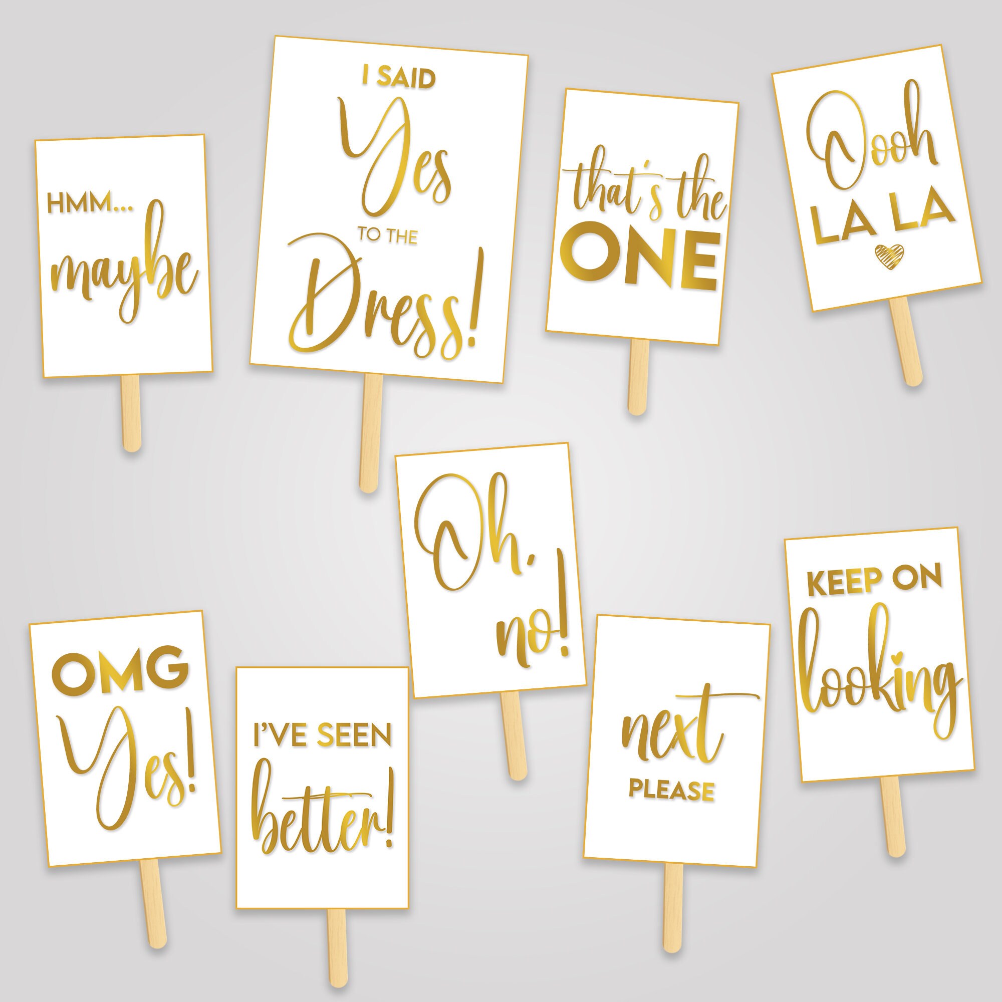 Printable Say Yes to the Dress Golden Signs, Wedding Dress, Dress ...
