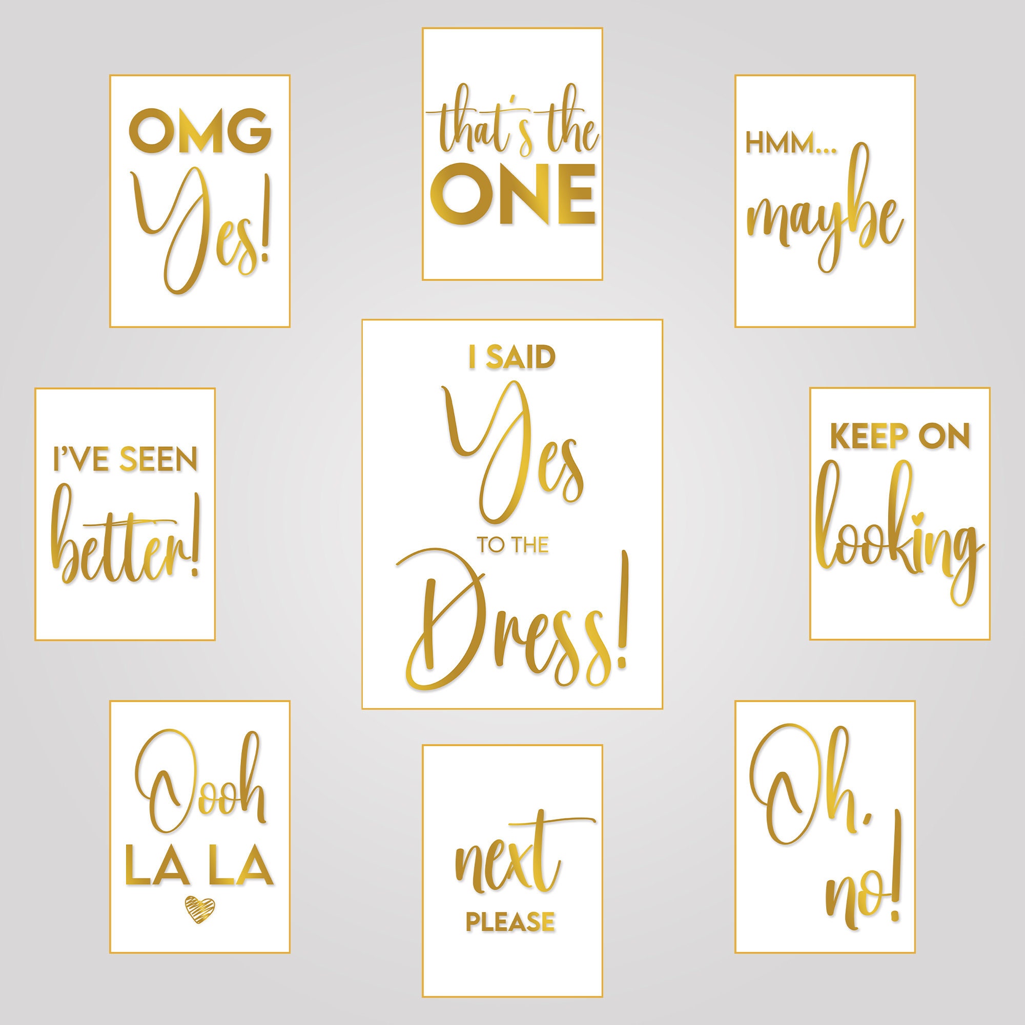 Printable Say Yes to the Dress Golden Signs, Wedding Dress, Dress ...
