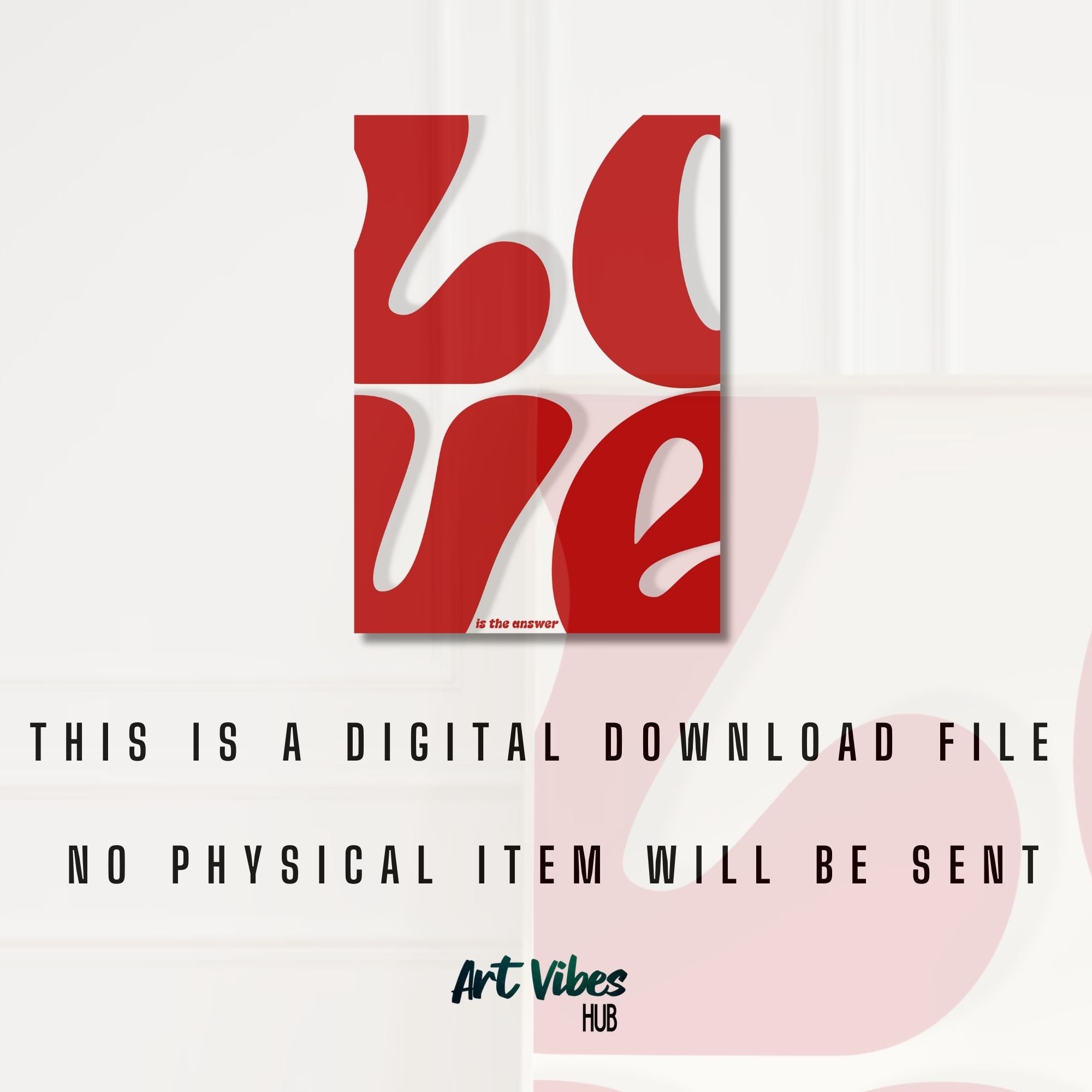 Typography Love Wall Art, Printable Wall Art, Love, Home Decor, Self ...