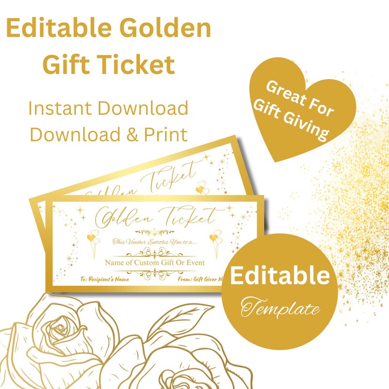 Golden Ticket Template - Etsy
