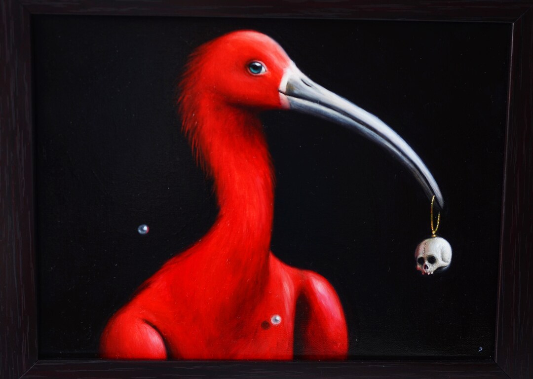 Vanitas Bird I., Red Bird With Memento Mori, Vanitas Jewelry, Animal ...