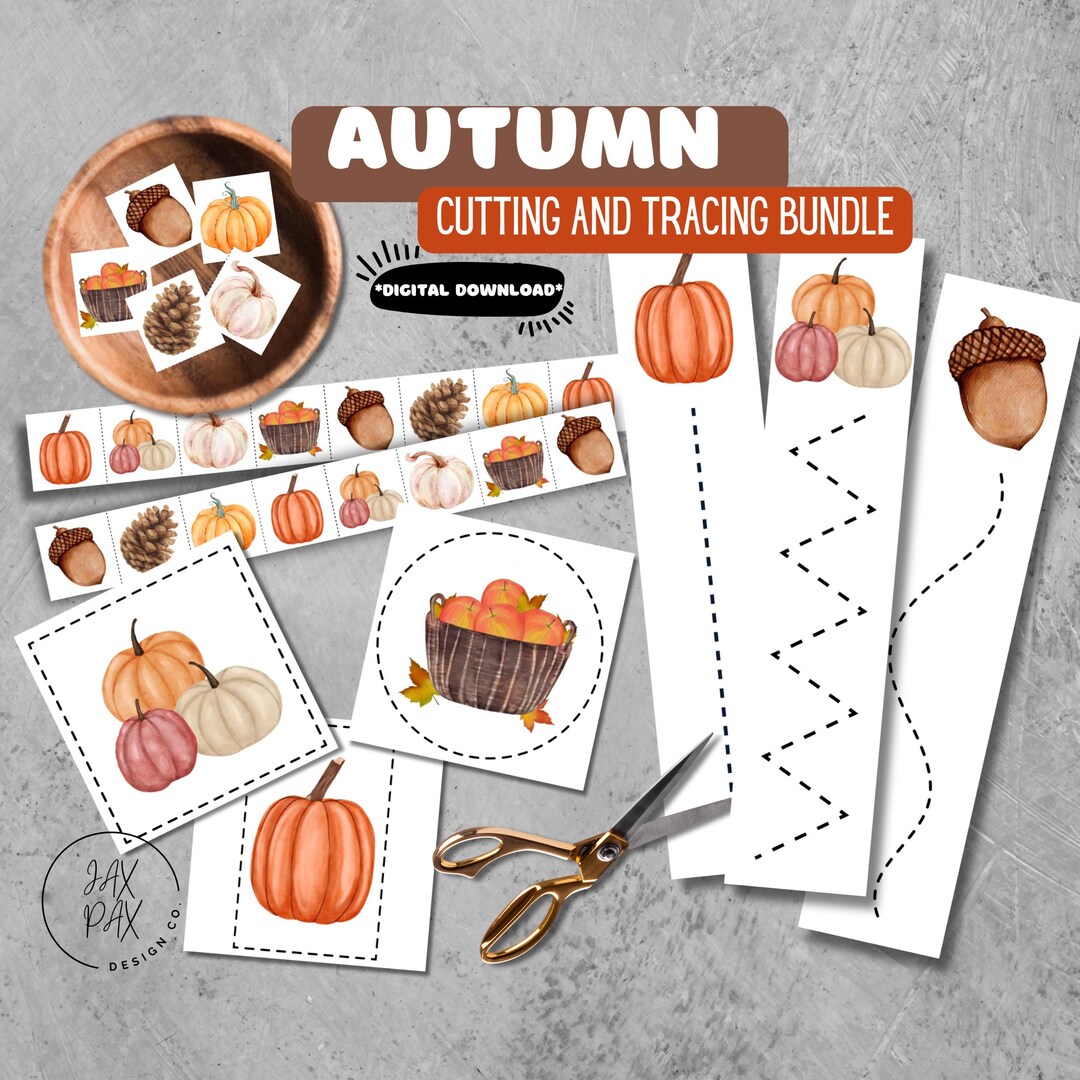 Autumn/fall/pumpkin Cutting Strips Bundle, Preschool Kindergarten ...