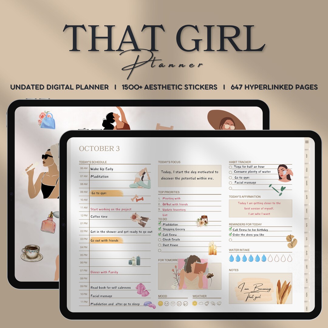 That Girl Planner, Undated Digital Planner, iPad Planner, Goodnotes ...