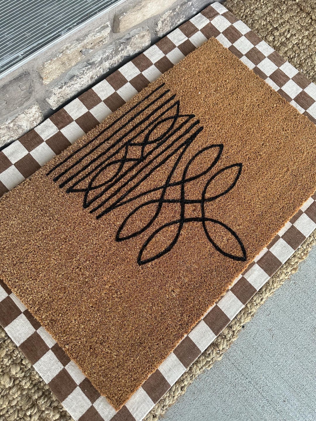 Custom Door Mat | Boot Stitch Western Door Mat | Wedding Gift - Etsy