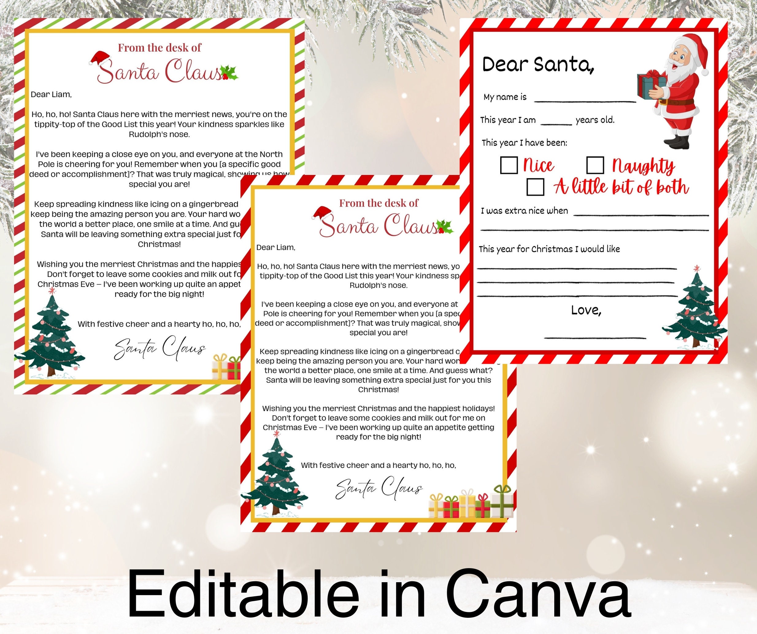 Editable Santa Letter Template, Printable Personalized Letter From ...