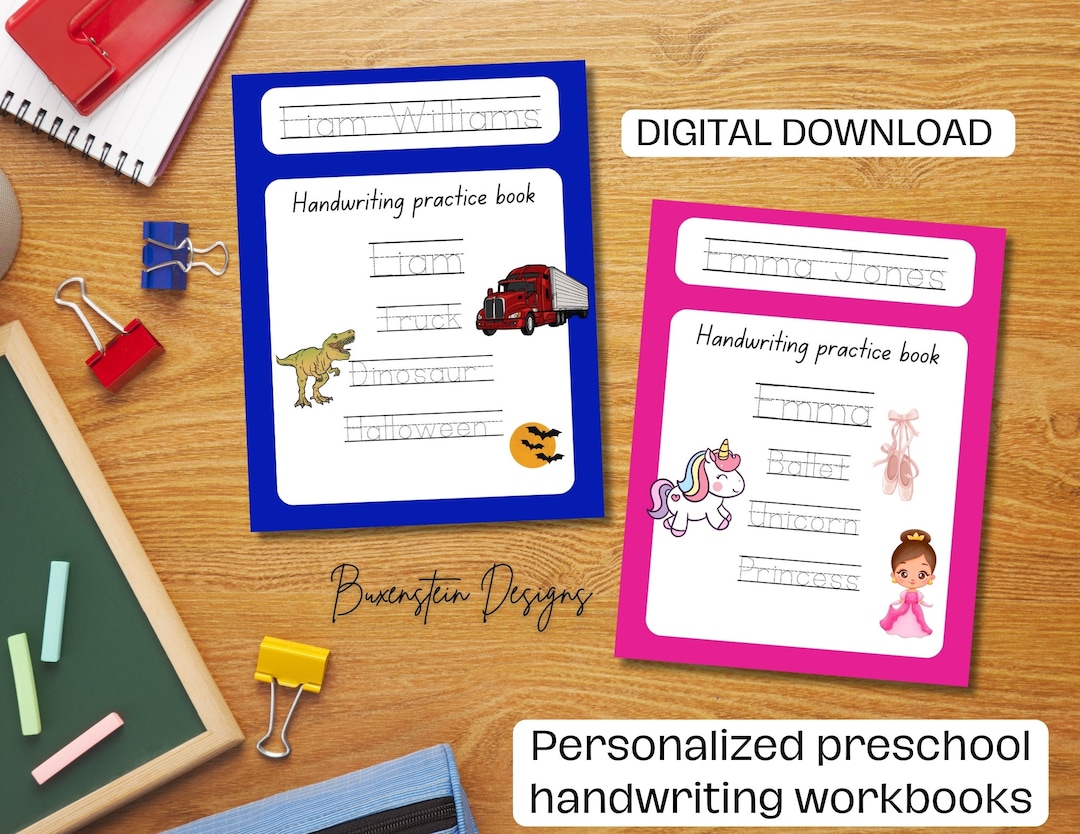 Personalized Preschool Handwriting Worksheets, Customizable Preschool ...