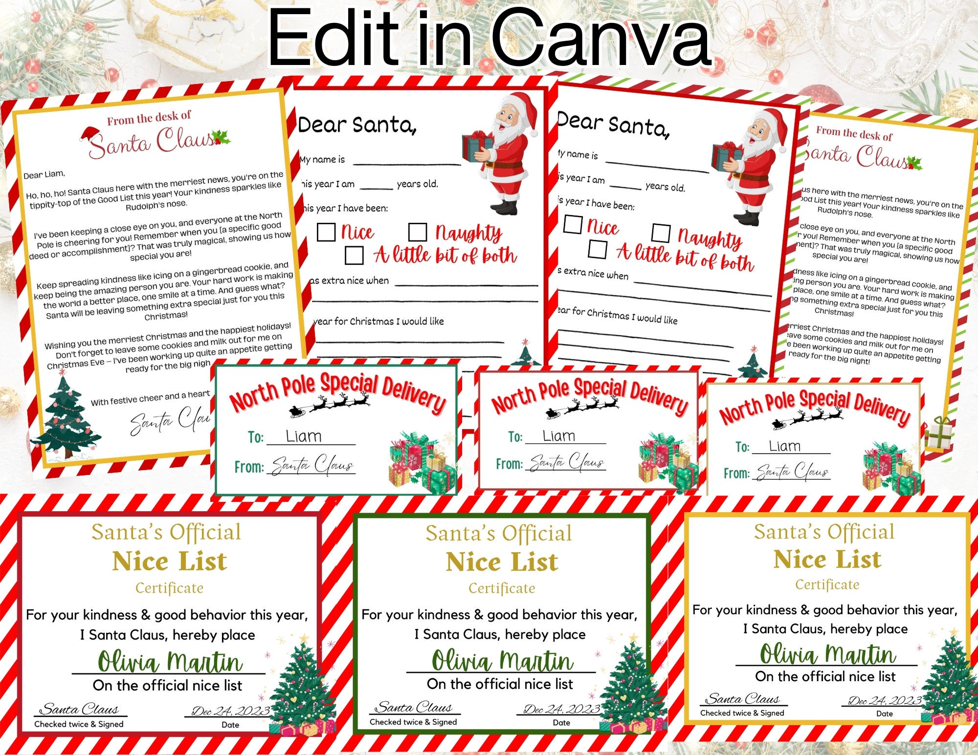 Printable Letter From Santa Claus, Letter to Santa, Nice List ...