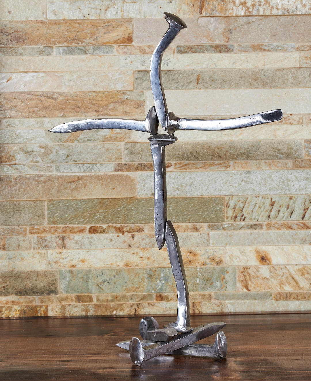 Polished Railroad Spike Cross With Pedestal - Etsy