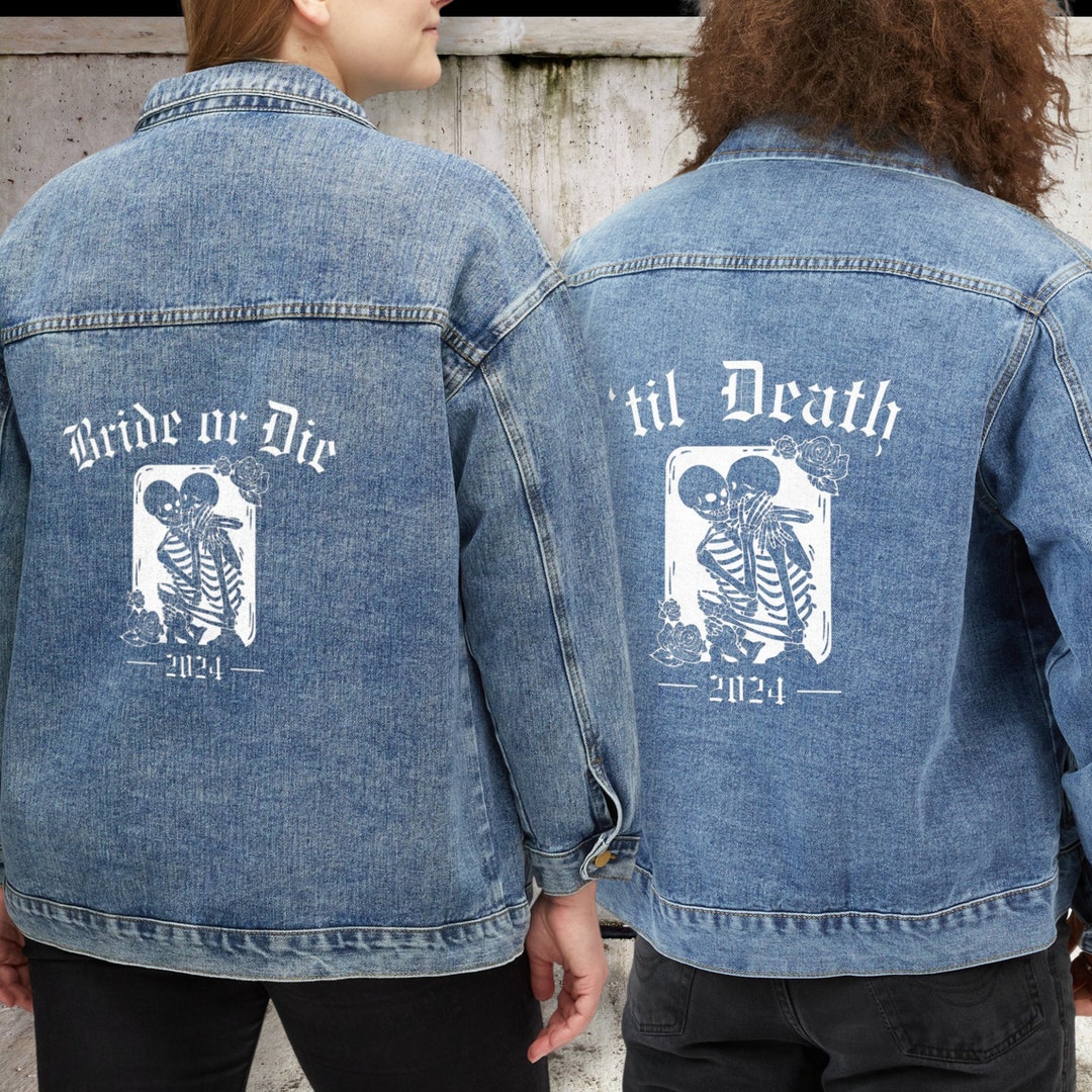 Personalized Bride and Groom Matching Denim Jacket, Wifey Jean Jacket ...