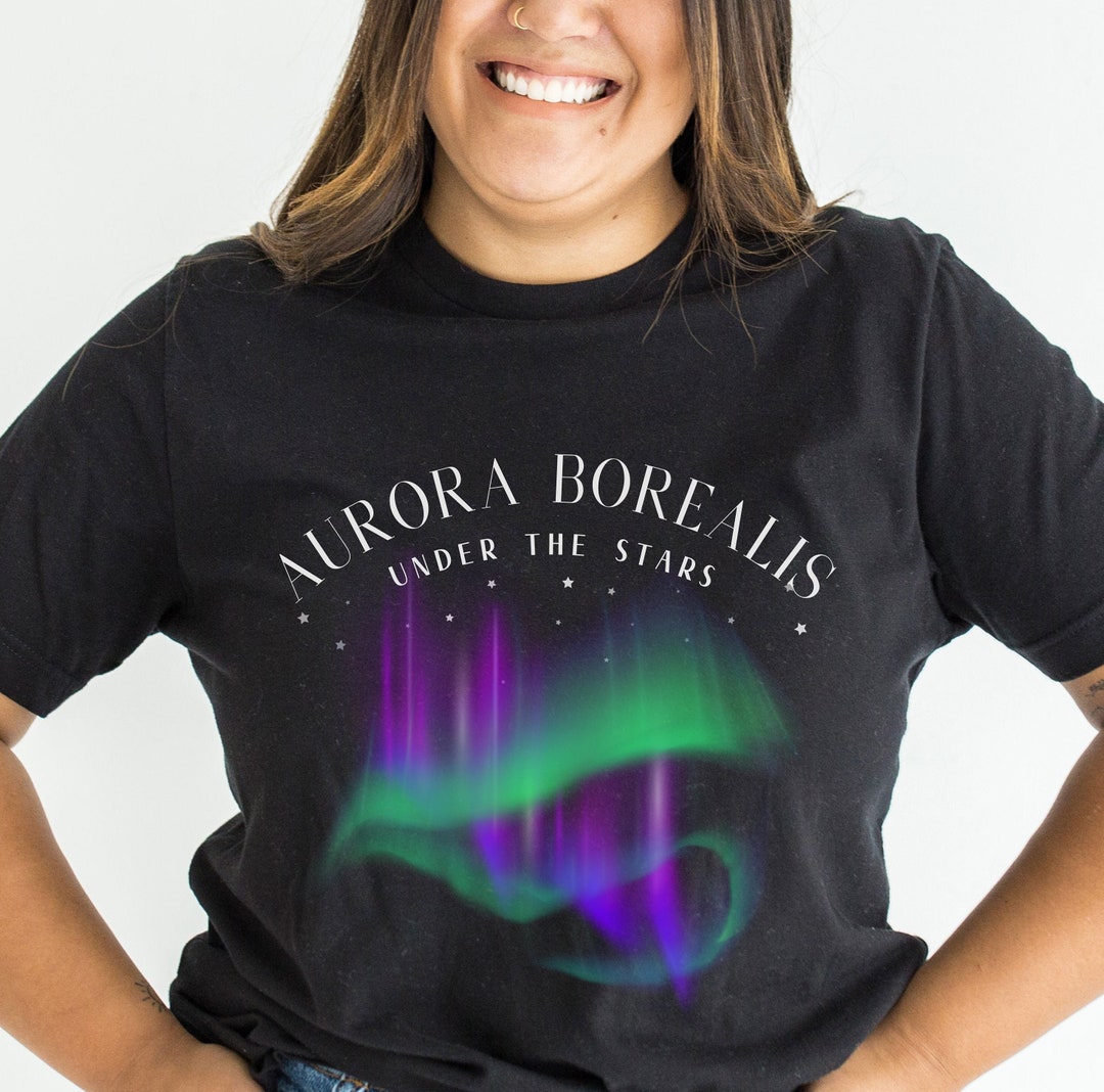 Aurora Borealis Tshirt, Northern Lights Tee, Outdoor Stars Galaxy Shirt ...