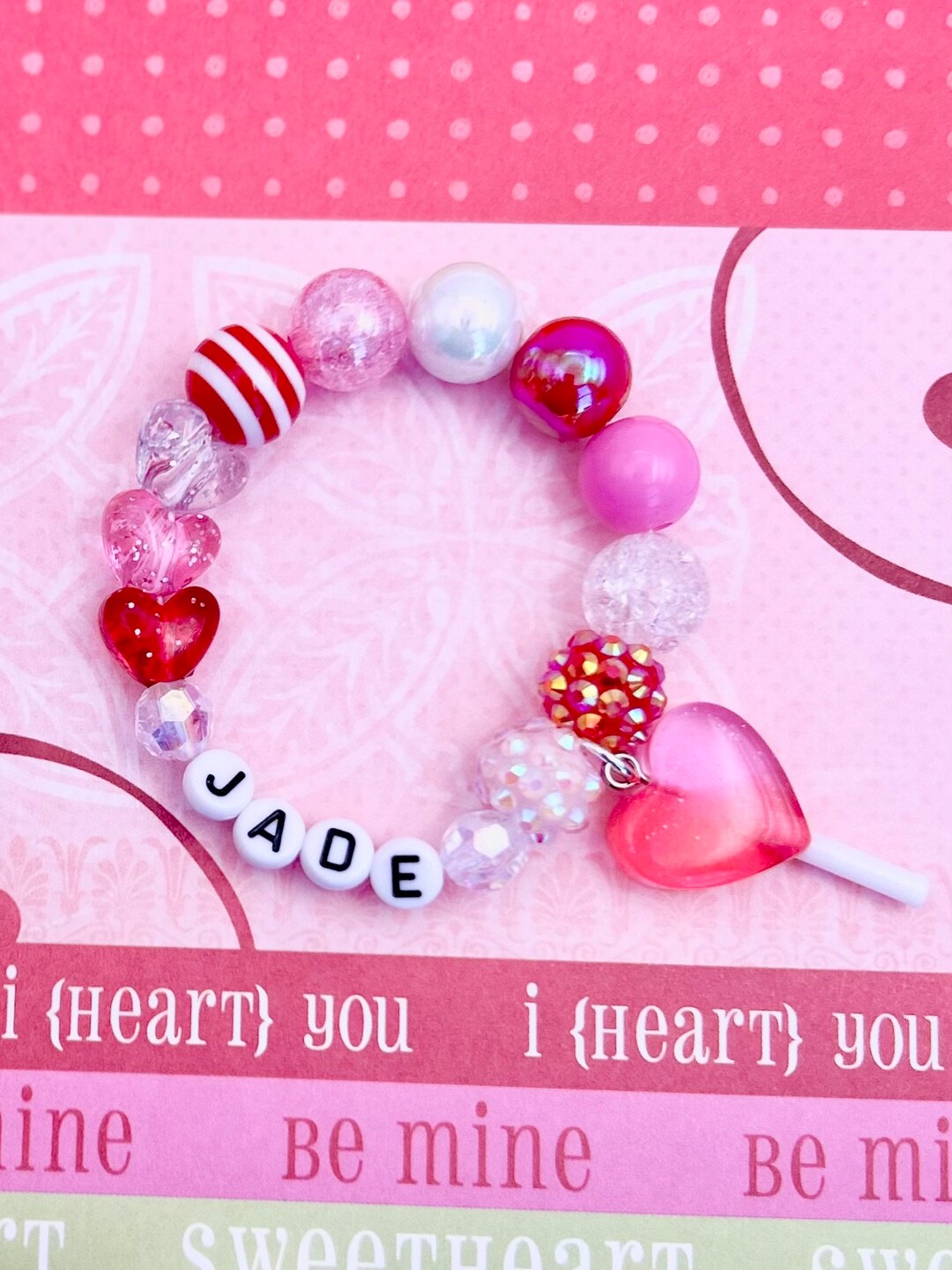 Kids Heart Valentine Charm Bracelet Personalized Kids Bracelet Toddler ...