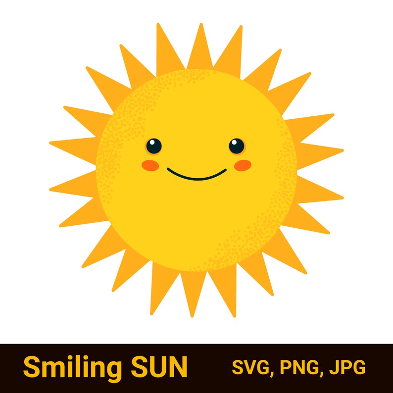 Smiling Sun. Children's Clipart. SVG, JPG, PNG Files - Etsy