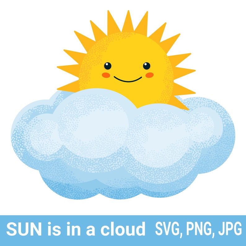 The Sun is in a Cloud. Kid's Clipart. SVG, JPG, PNG Files - Etsy