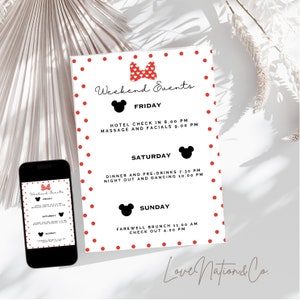 Minnie Mouse Inspired Bachelorette Bash. Digital Invitation Template ...