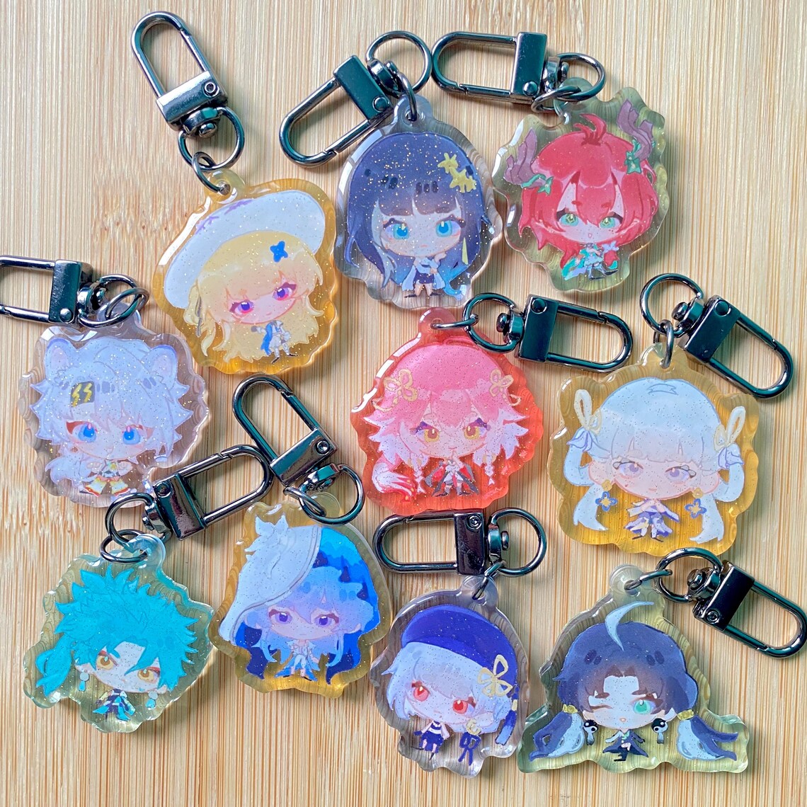 WUWA Mini Keychains || 1.5” Double Sided Glitter Epoxy || Cute Anime ...