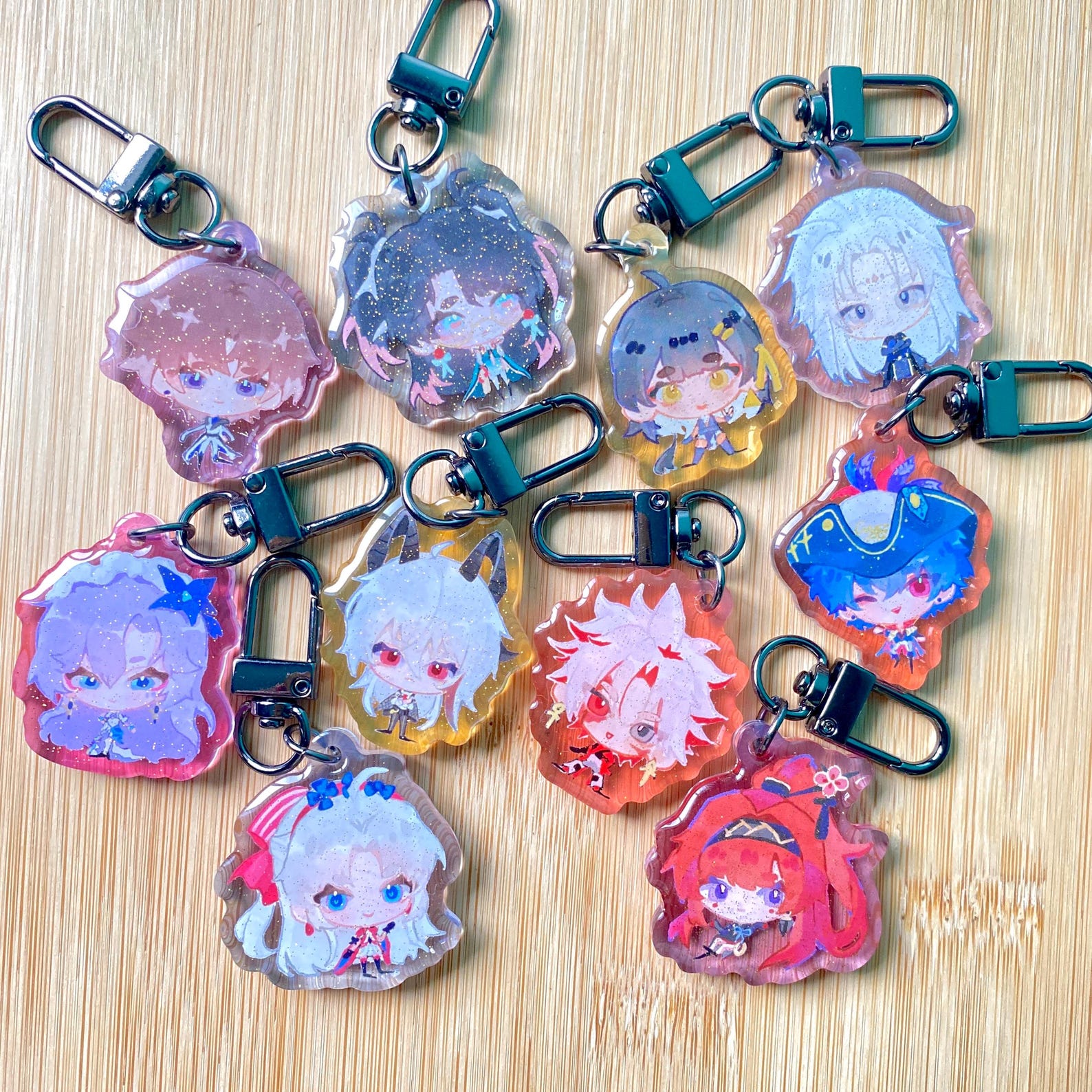 WUWA Mini Keychains || 1.5” Double Sided Glitter Epoxy || Cute Anime ...