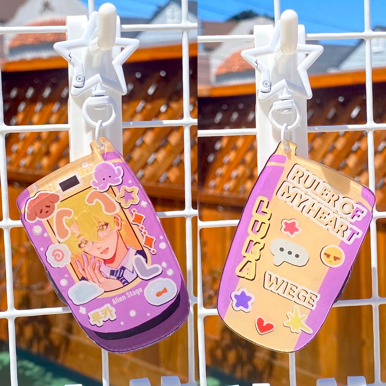 ALIEN STAGE Phone Keychains || Double Sided || Large White Star Clasp ...