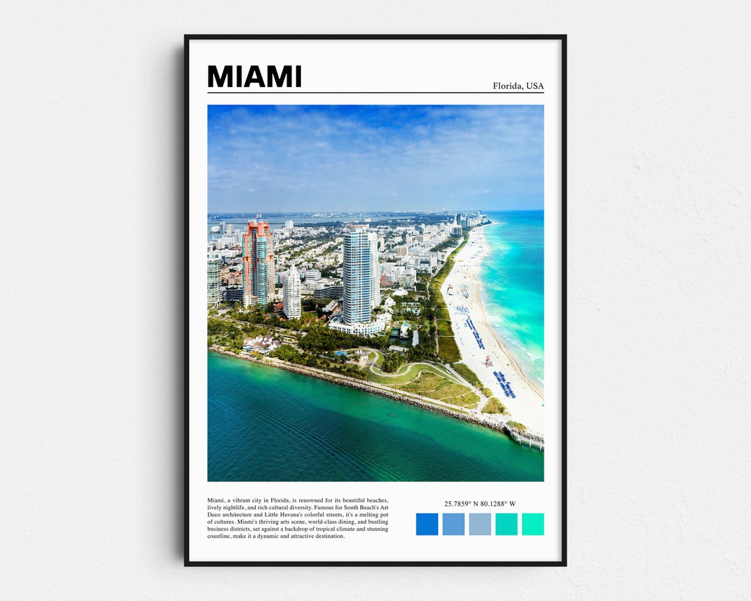 Miami Print, Miami Poster, Miami Wandkunst, Miami Art Print, Miami Foto ...