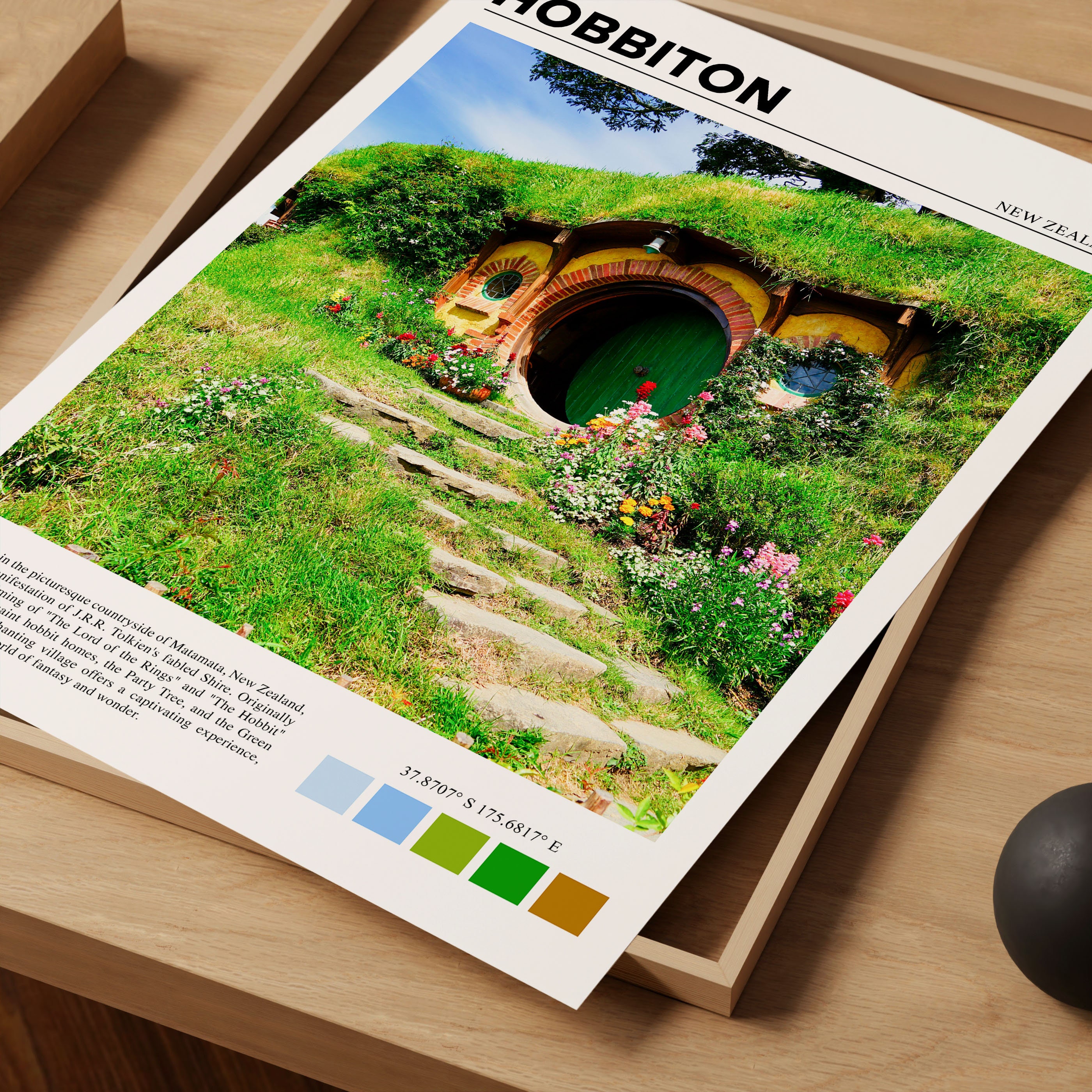Hobbiton, the Shire Poster, Lord of the Rings Travel Poster, Hobbiton ...