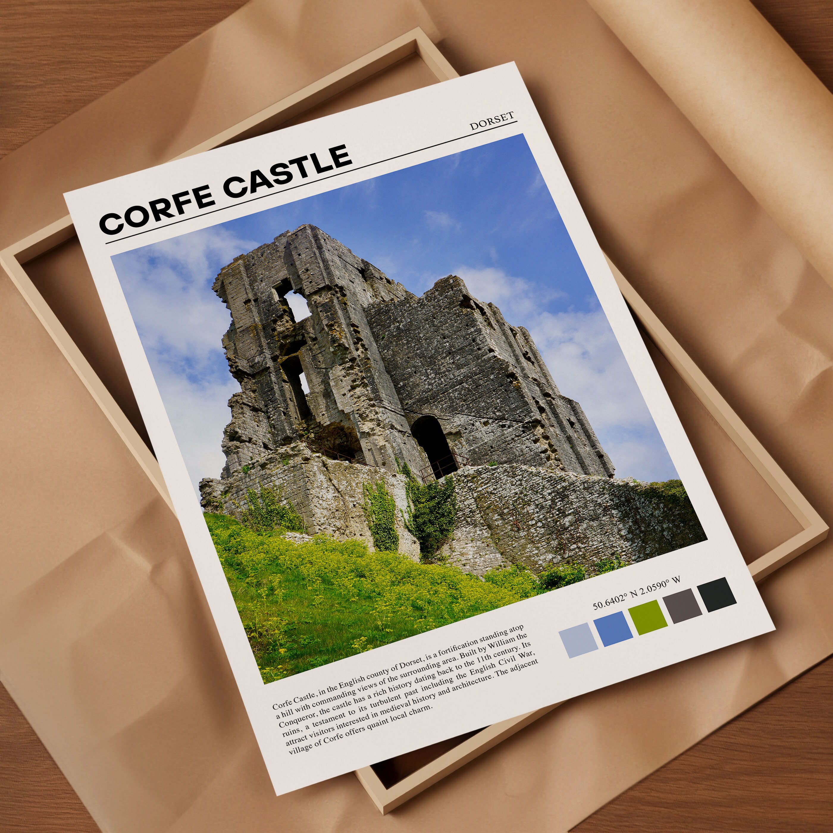 Corfe Castle Art Print, Corfe Castle Poster, Dorset, Wall Art, Corfe ...
