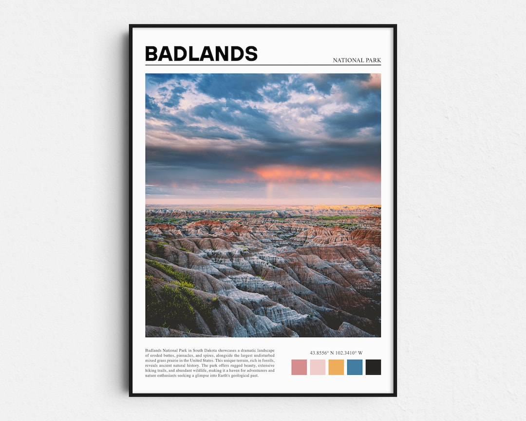 Badlands National Park Print, Badlands National Park Poster, Badlands ...