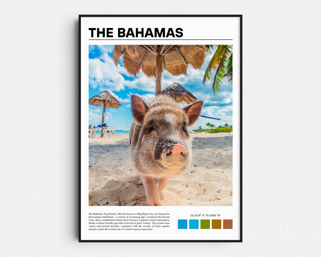 The Bahamas Print, Pig Beach Island, the Bahamas Poster, the Bahamas ...
