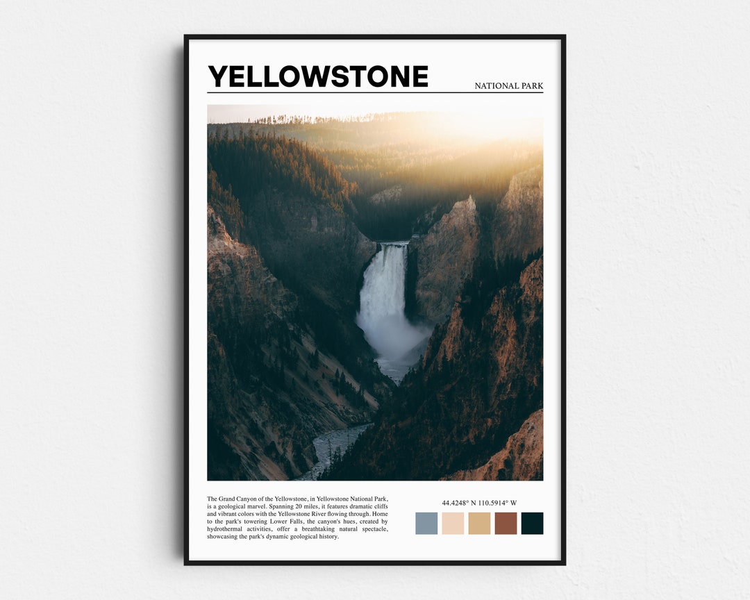 Yellowstone Print, Yellowstone National Park Poster, Yellowstone Park ...