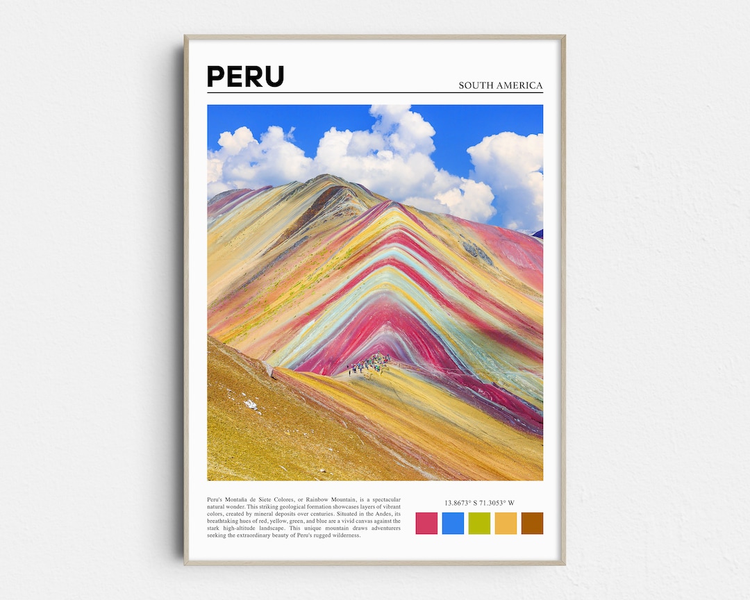 Peru Print, Rainbow Mountain Peru Poster, Peru Wall Art, Peru Photo ...