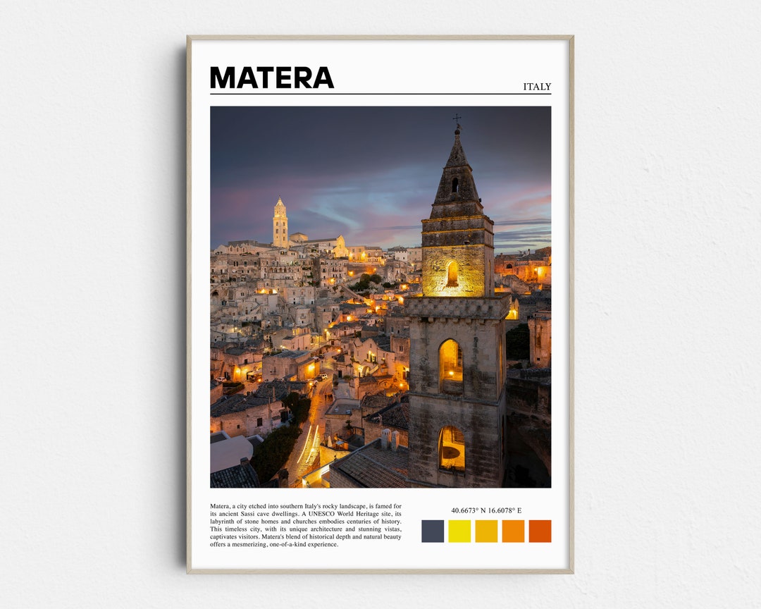 Matera Travel Photo Print, Matera Poster, Matera Cityscape Twilight ...