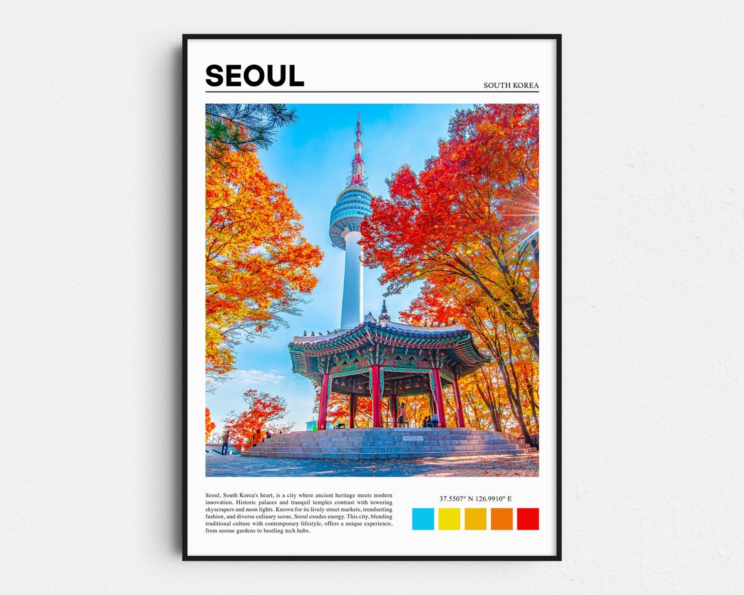 Seoul Print, Seoul Wall Art, Autumn Seoul Poster, Seoul Photo, Seoul ...