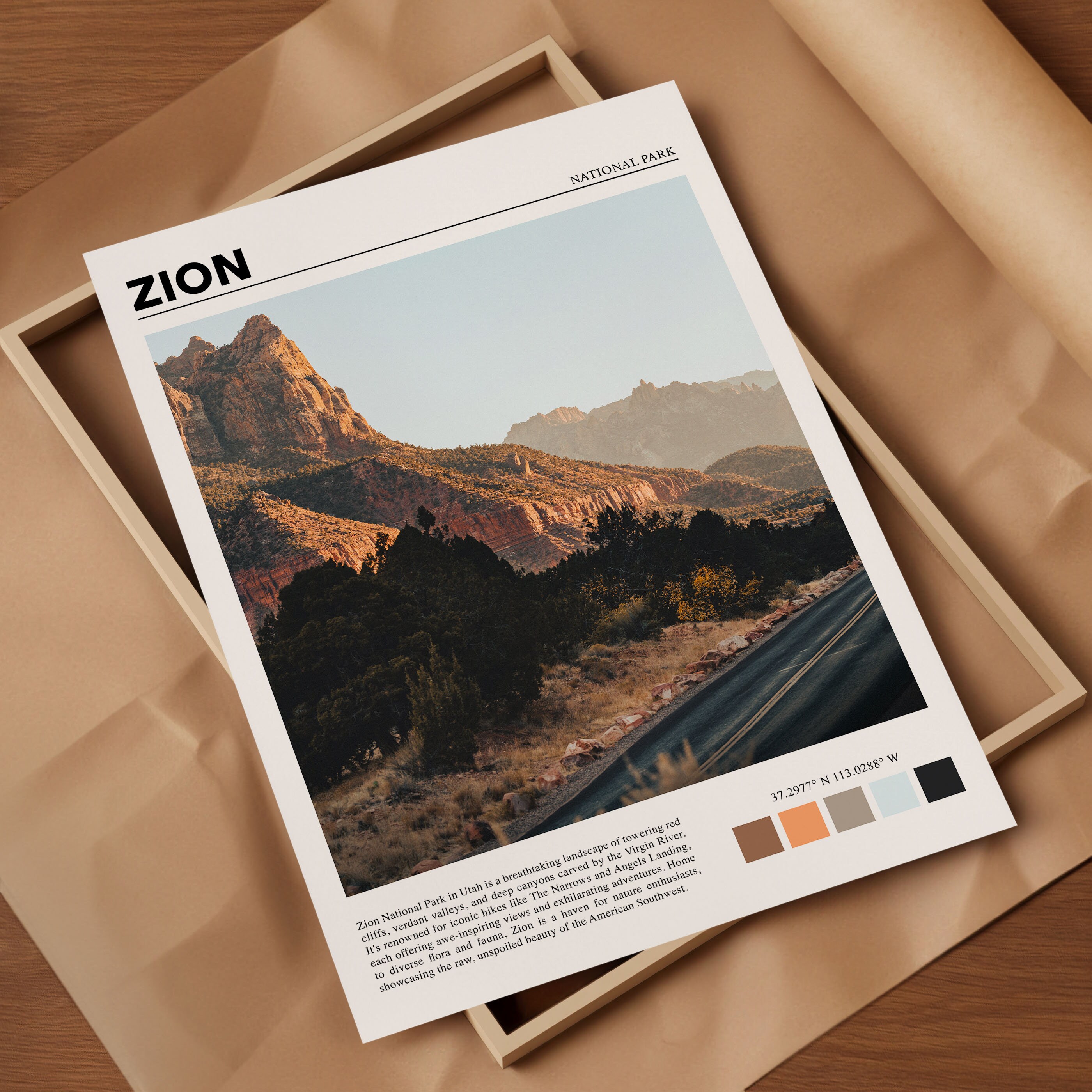 Zion National Park Poster, Zion Print, Zion Poster, Zion National Park ...