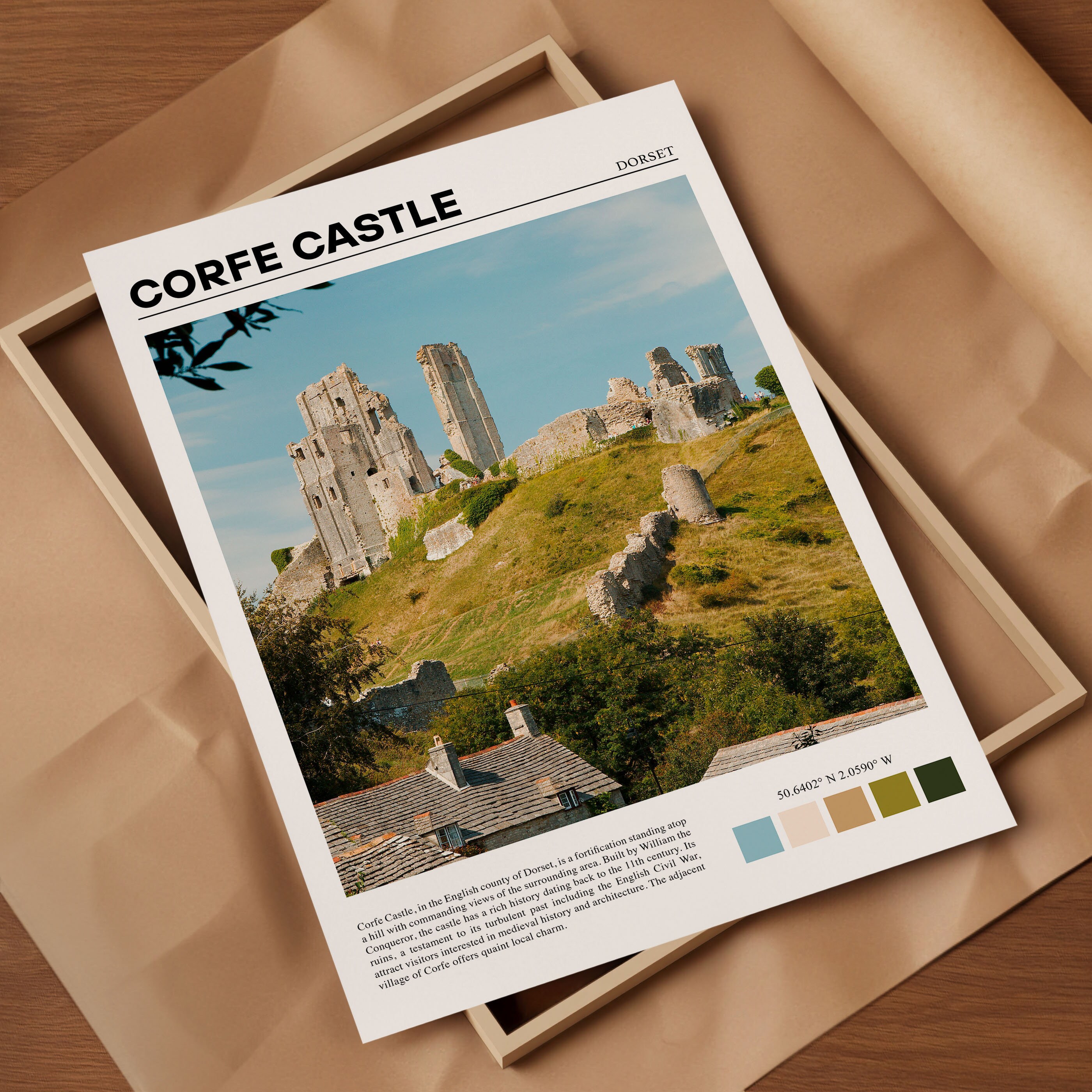 Corfe Castle Art Print, Corfe Castle Poster, Dorset, Wall Art, Corfe ...