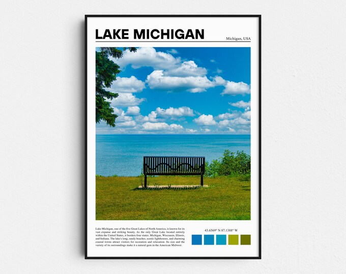 Lake Michigan Travel Poster, Michigan Wall Art, Michigan Print, Lake ...