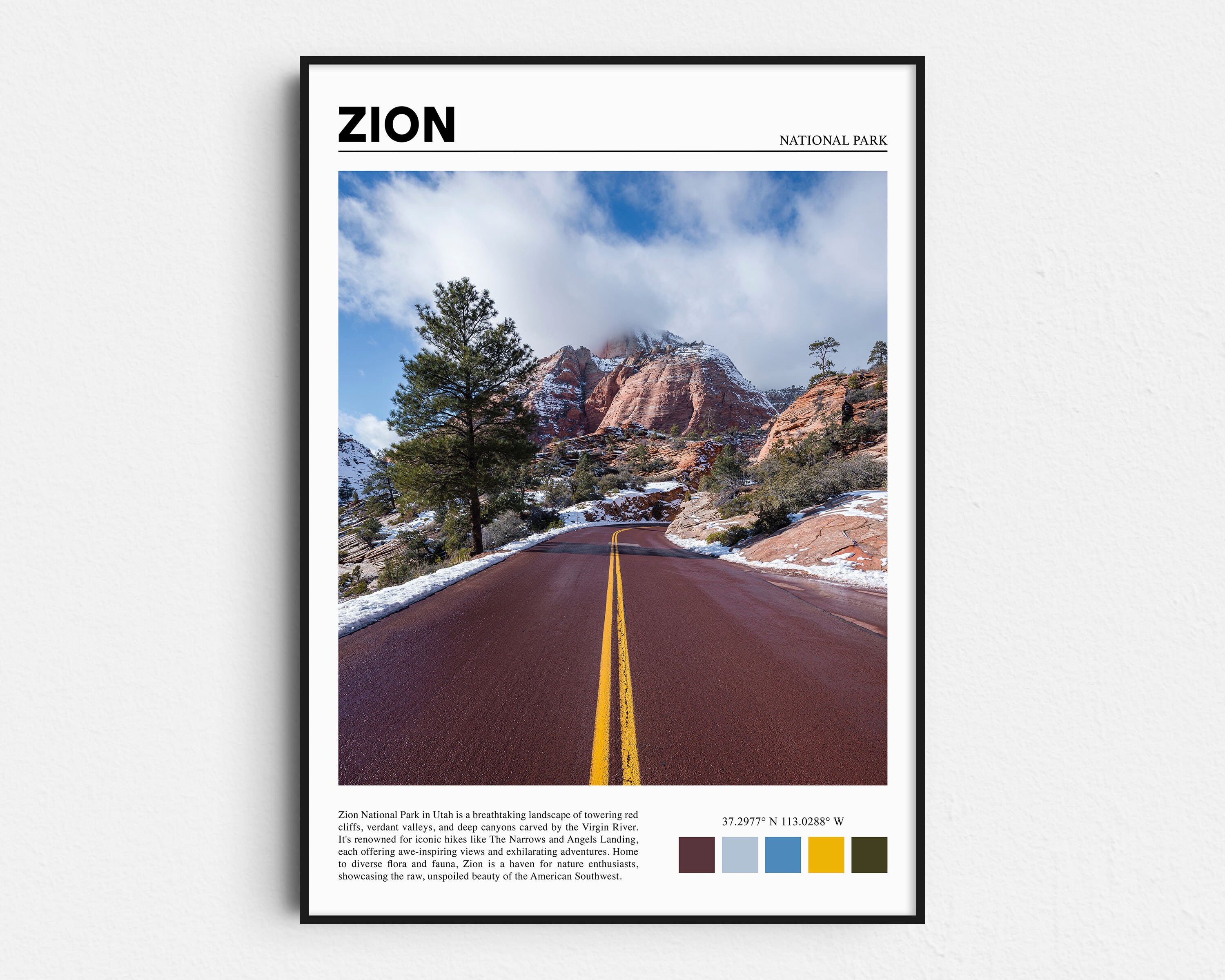 Zion National Park Poster, Zion Print, Zion Poster, Zion National Park ...
