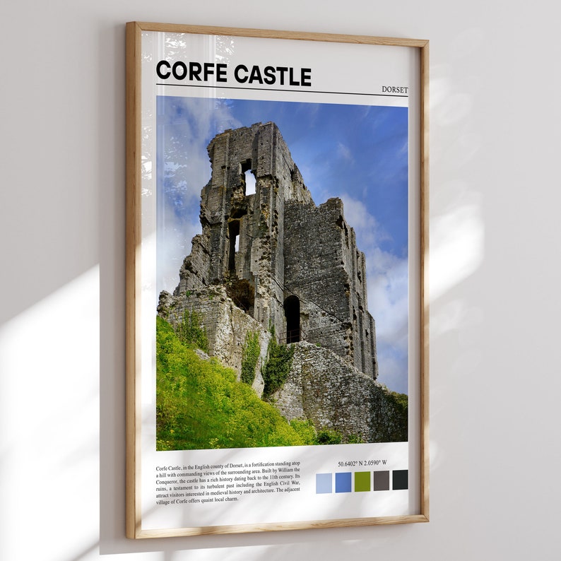 Corfe Castle Art Print, Corfe Castle Poster, Dorset, Wall Art, Corfe ...